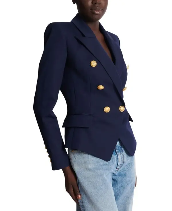 Balmain Fitted Six-button Wool Jacket - Navy