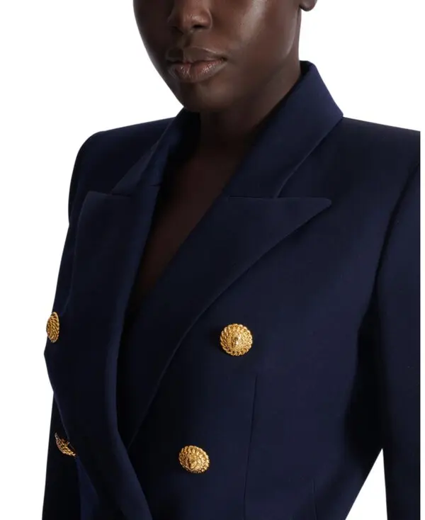 Balmain Fitted Six-button Wool Jacket - Navy