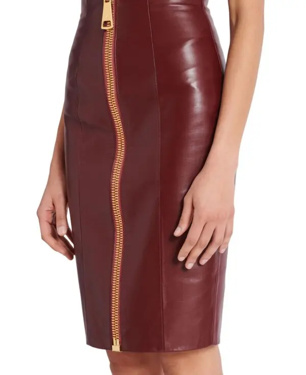 Balmain Lambskin Leather Pencil Skirt