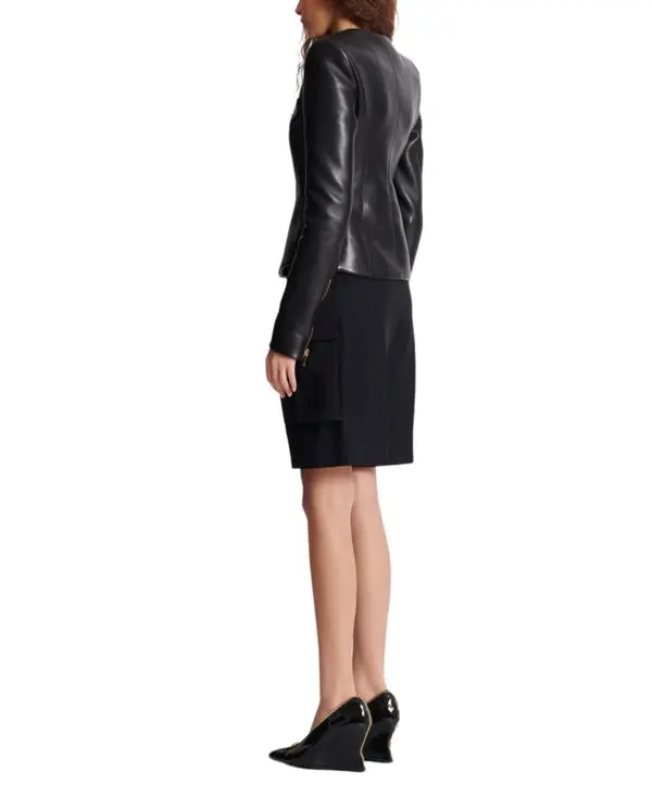 Balmain Cropped Peplum Lambskin Jacket