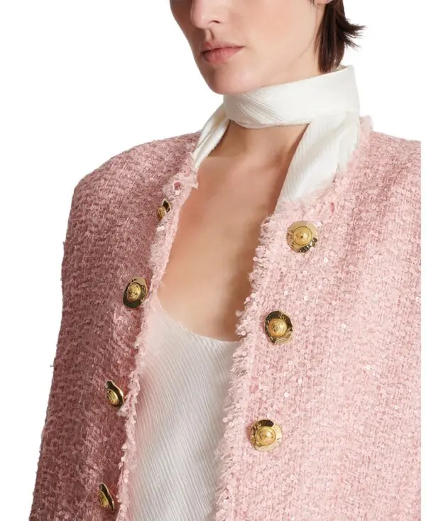 Balmain Edge-to-edge Sequin Tweed Jacket