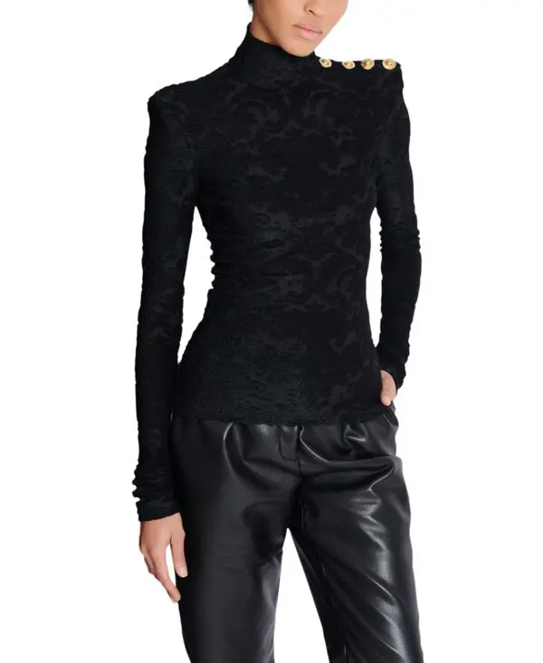 Balmain Baroque Pattern Long Sleeve Top