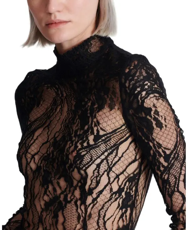 Balmain Long-sleeved Lace Bodysuit - Black