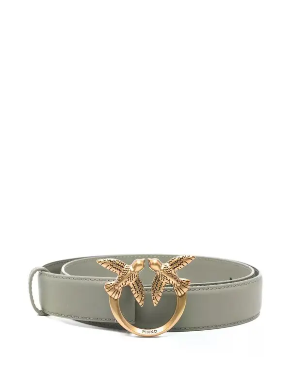 Pinko Logo-buckle Leather Belt - Grey