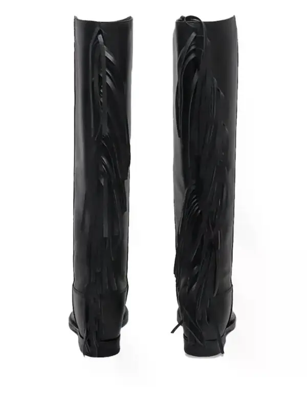 VIA ROMA 15 Malibu Fringed Leather Boots - Black