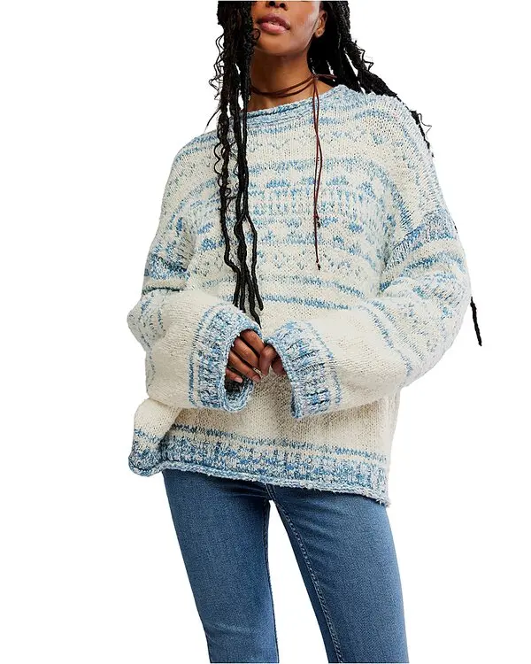 Free People Dani Printed Sweater - Cloud Comb