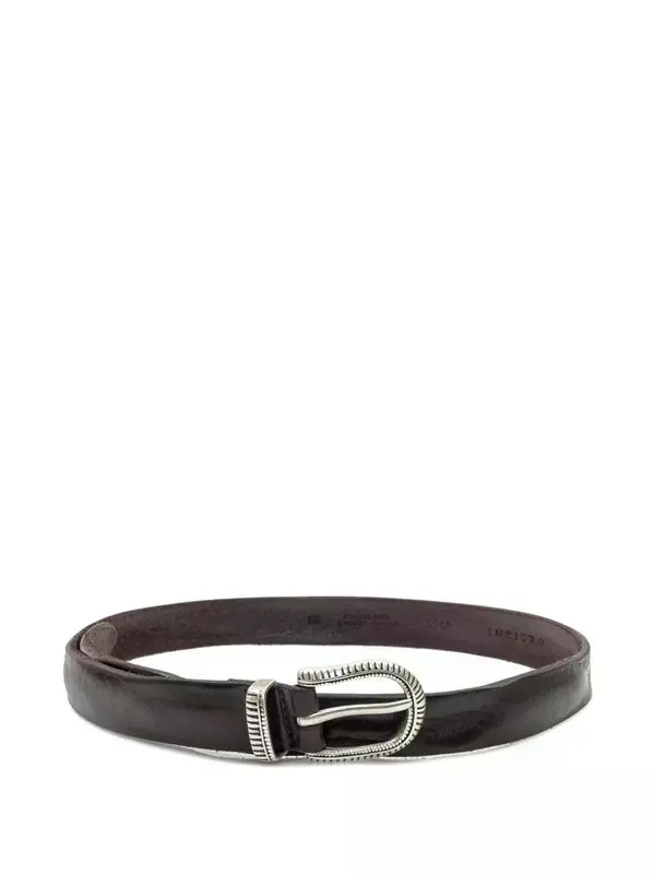ORTIGNI Engraved Leather Belt - Brown