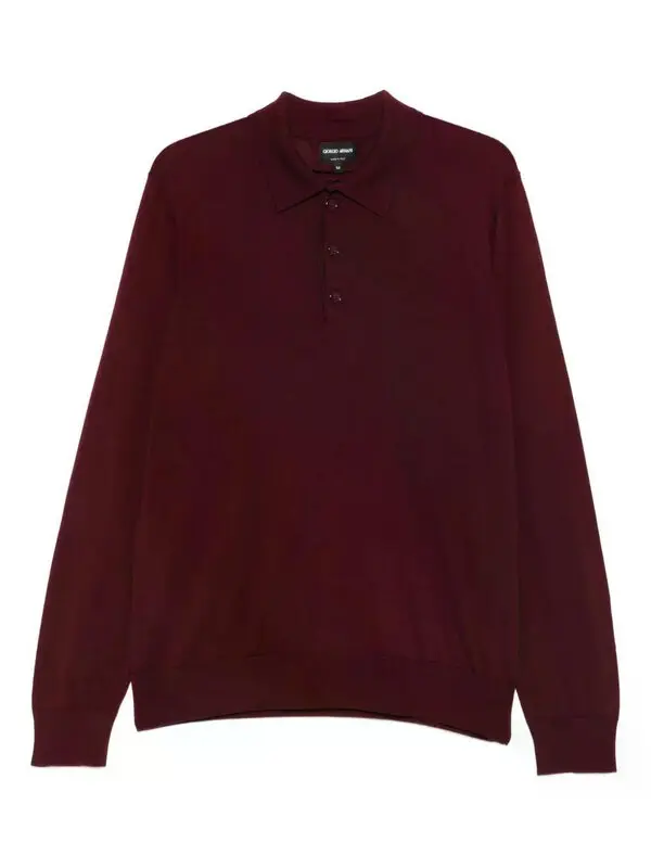 Giorgio Armani Long-sleeve Panelled Polo Shirt - Red