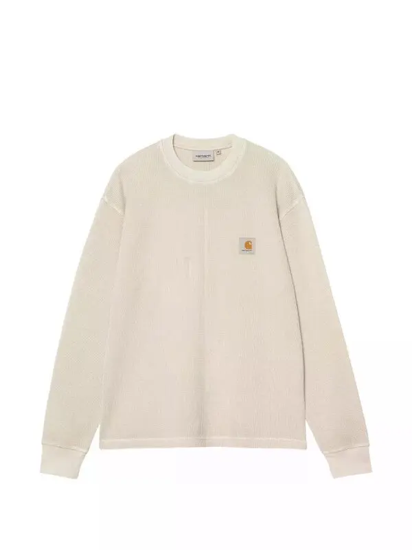 Carhartt Work In Progress Waffle Knit Logo Patch Long Sleeve Crewneck