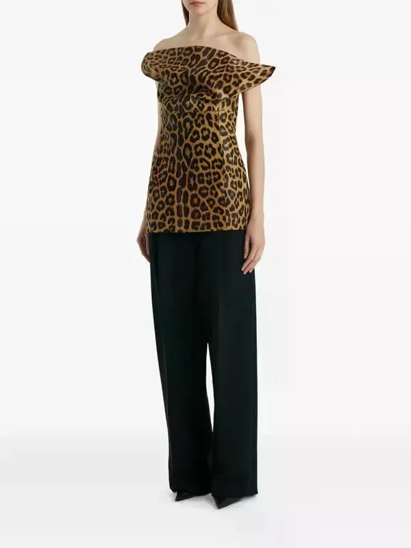 Khaite Off-shoulder Leopard Print Top