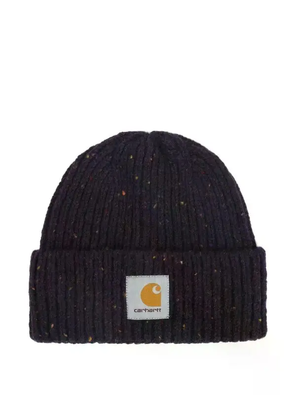 Carhartt Work In Progress Anglistic Speckled Logo-patch Beanie - Purple