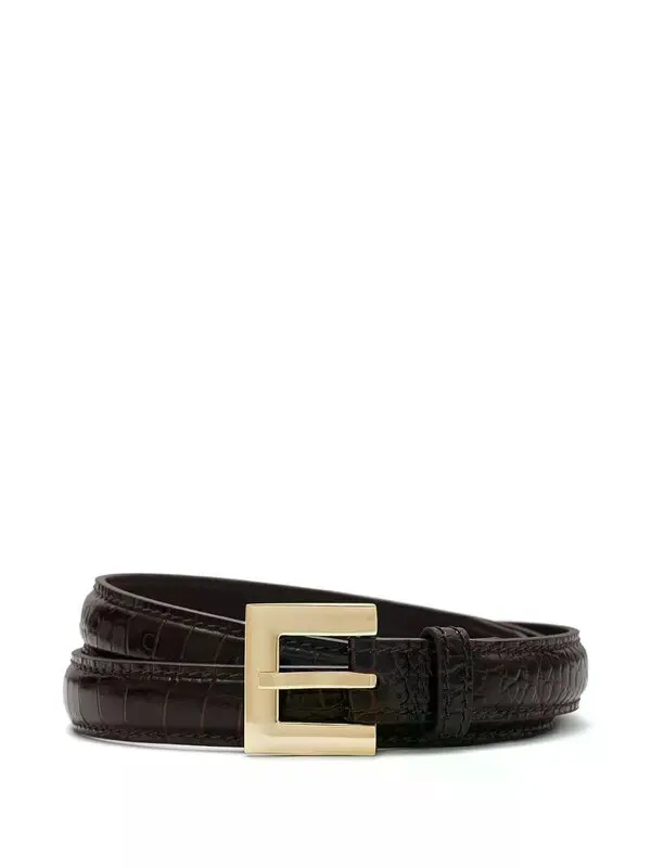 ANINE BING Nicola Crocodile-embossed Belt - Brown
