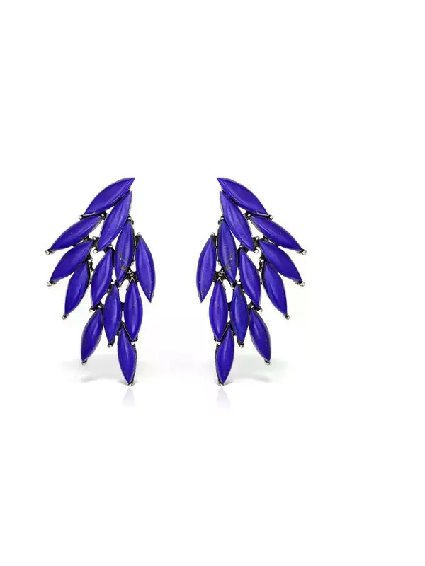 OBSIDIAN Leaf Drop Earrings - Blue