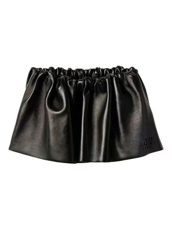 Miu Miu Leather Mini Skirt - Black | Editorialist