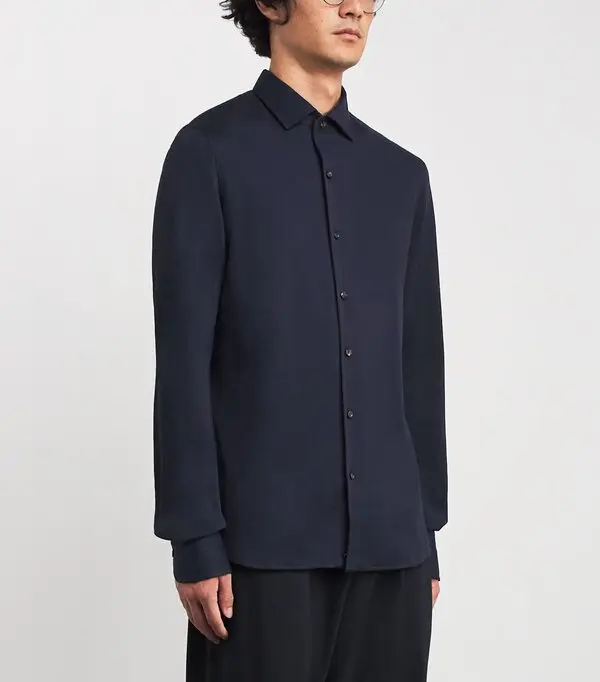 Isaia Cotton Jersey Sport Shirt - Navy