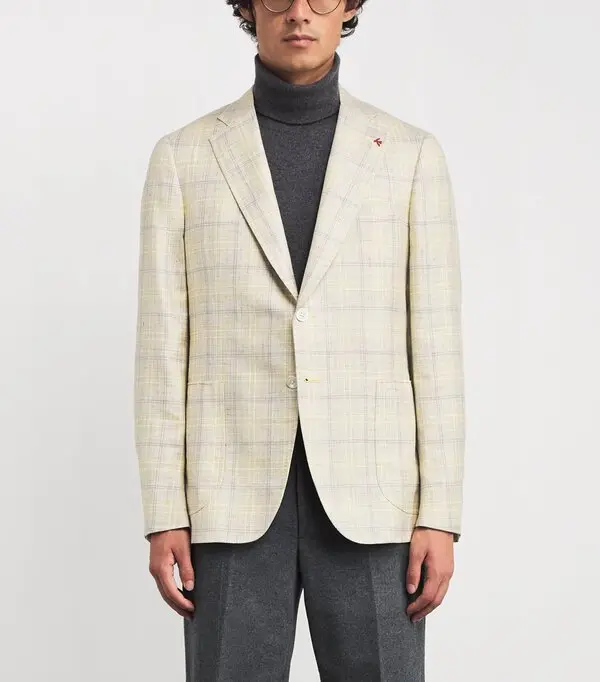 Isaia Wool-silk-linen Capri Blazer - Yellow