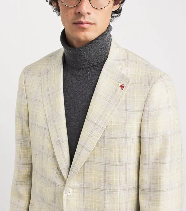 Isaia Wool-silk-linen Capri Blazer - Yellow
