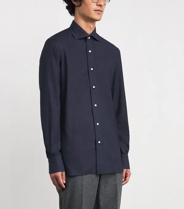 Isaia Cotton-cashmere Jersey Shirt - Blue