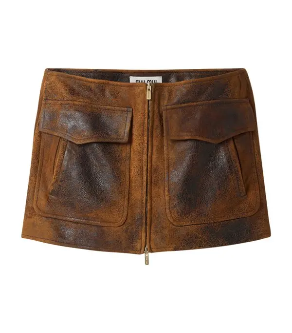 Miu Miu Waxed Suede Mini Skirt