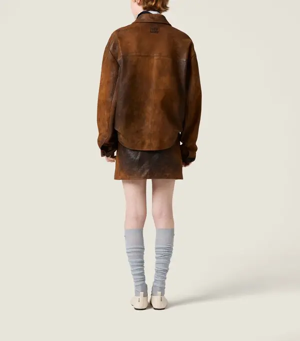 Miu Miu Waxed Suede Mini Skirt