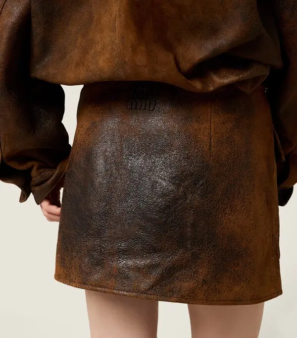 Miu Miu Waxed Suede Mini Skirt