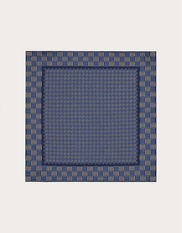 Canali Geometric Patterned Pocket Square - Blue