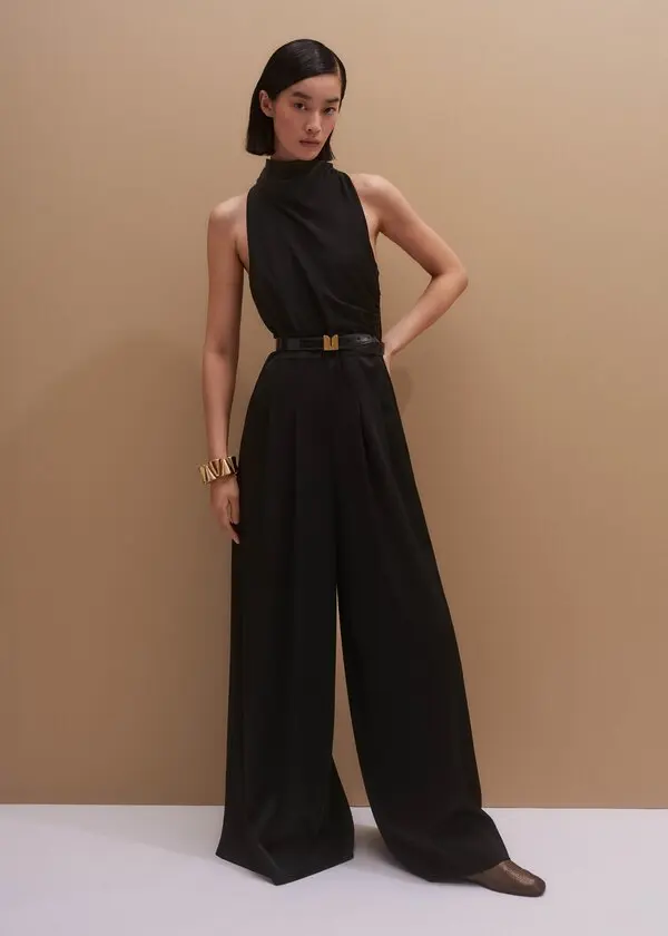 ME+EM Satin Tie Jumpsuit - Black