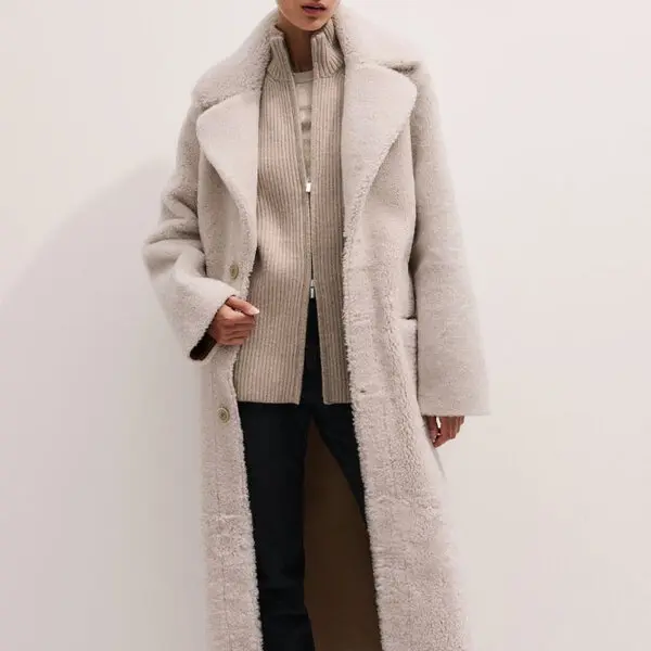 ME+EM Reversible Shearling Coat With Belt