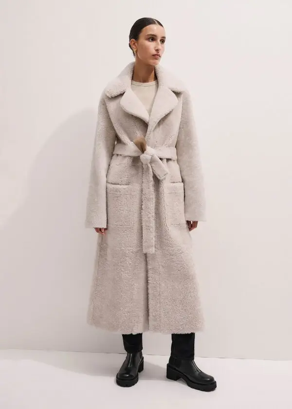 ME+EM Reversible Shearling Coat With Belt