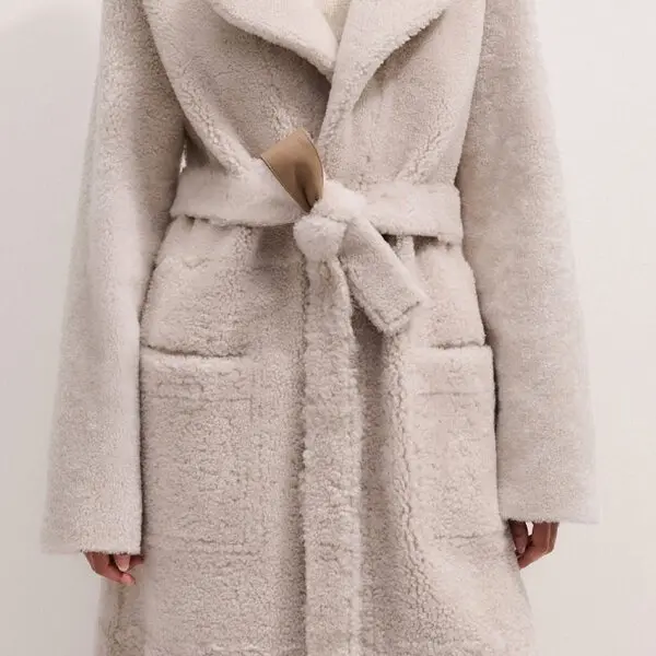 ME+EM Reversible Shearling Coat With Belt