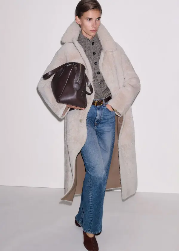 ME+EM Reversible Shearling Coat With Belt
