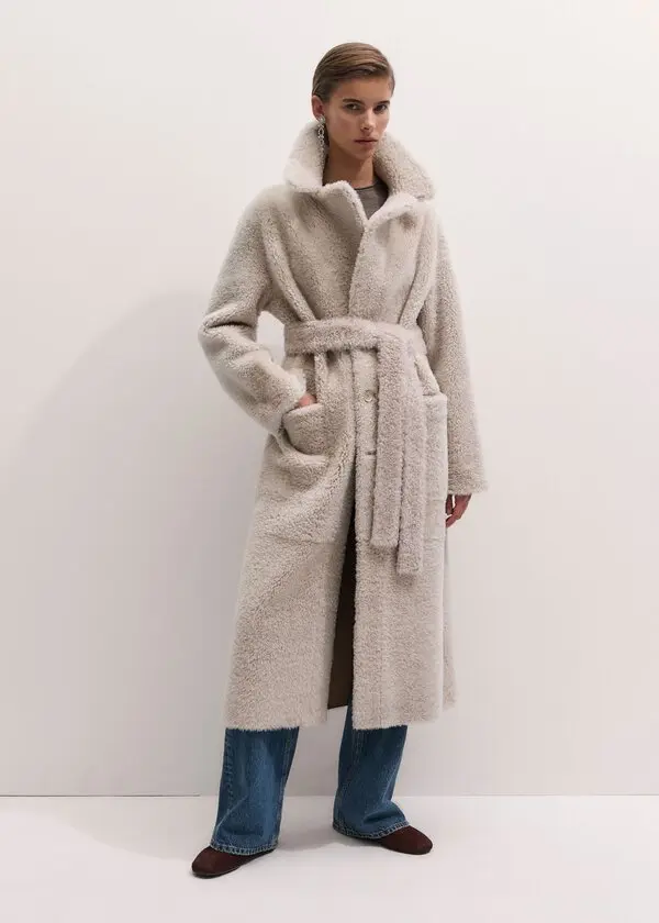 ME+EM Reversible Shearling Coat With Belt