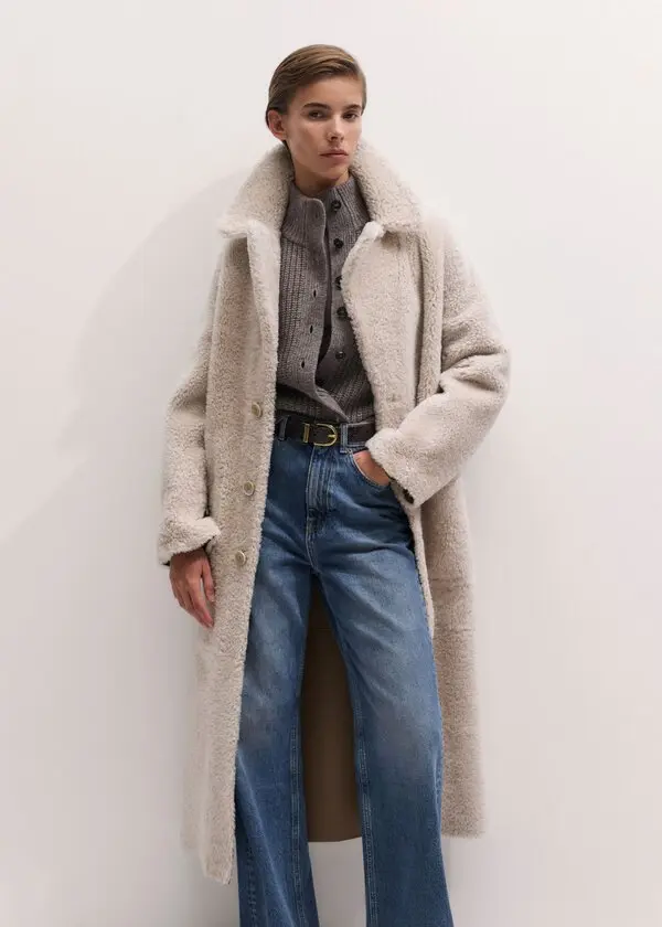ME+EM Reversible Shearling Coat With Belt