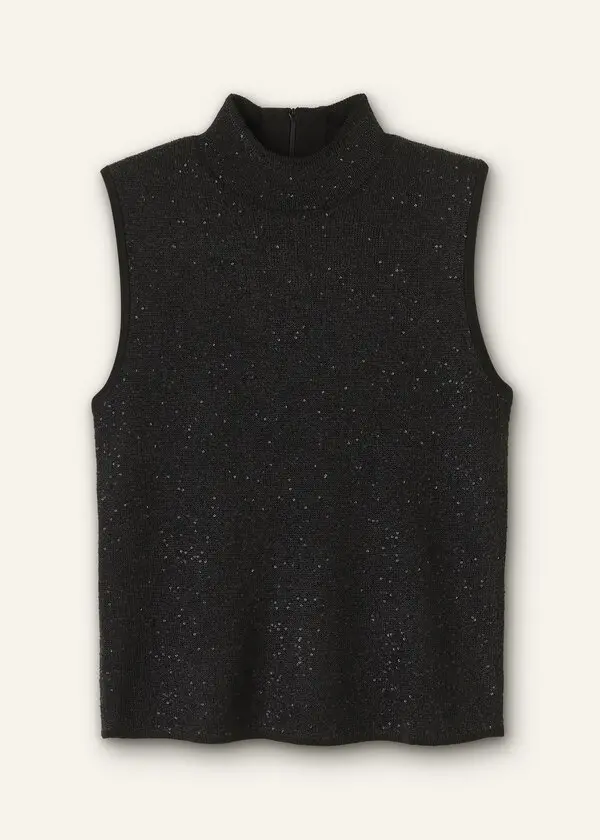 ME+EM Sequin High Neck Knit Vest