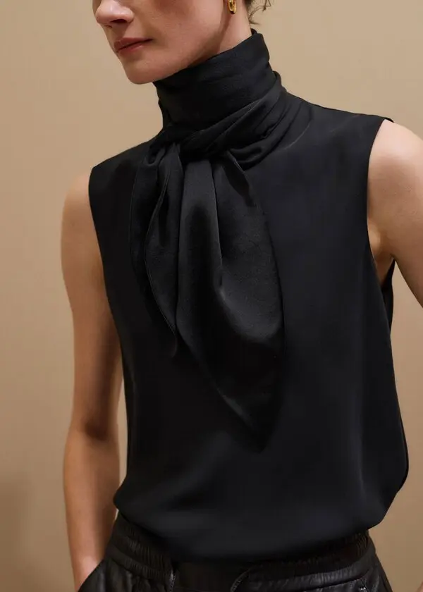 ME+EM Silk Satin Evening Scarf - Black
