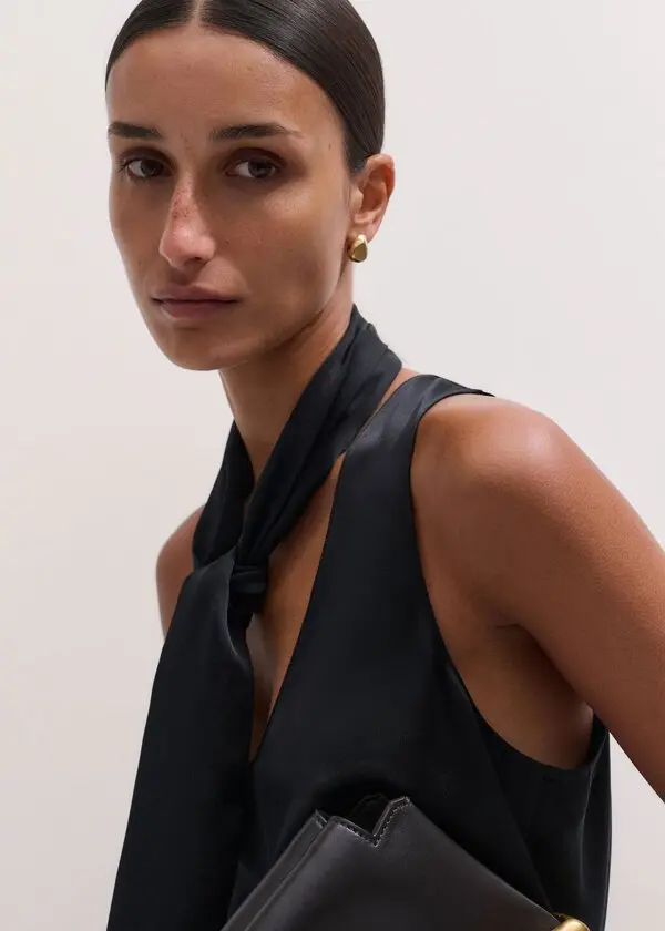 ME+EM Silk Satin Evening Scarf - Black