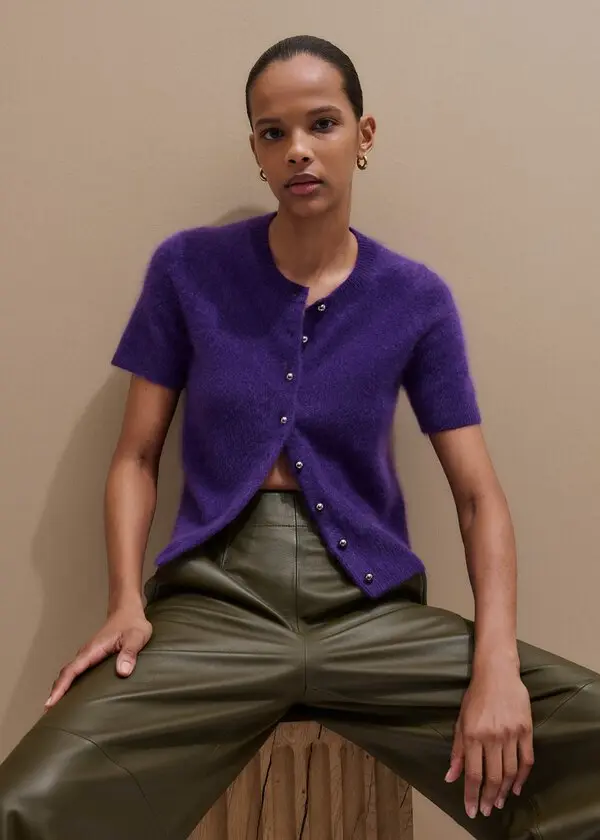 ME+EM Brushed Cashmere Knit Tee - Amethyst