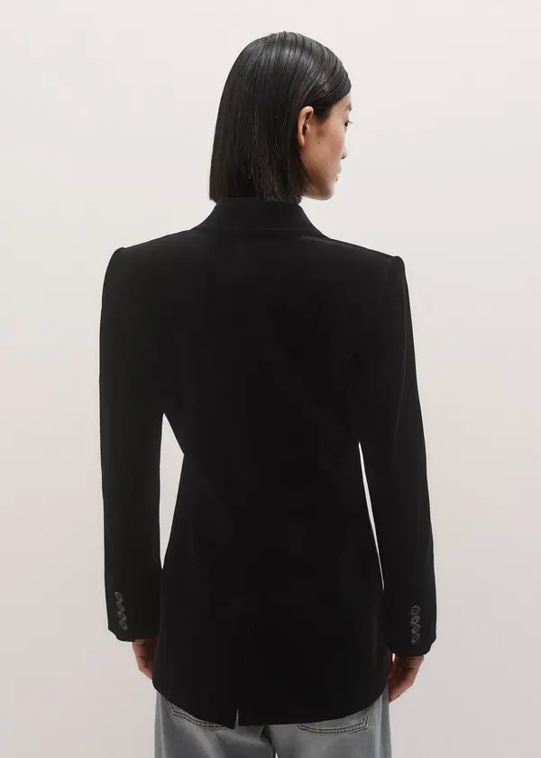 ME+EM Stretch Velvet Sharp Shoulder Blazer