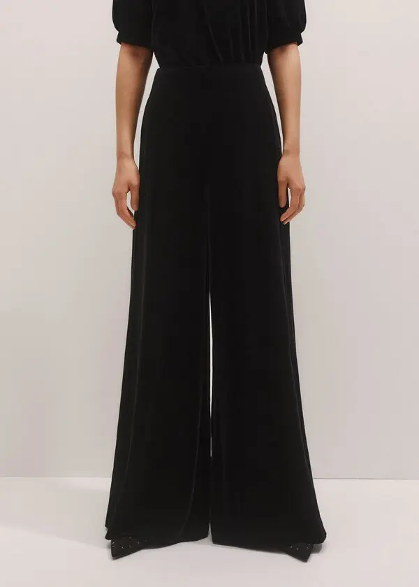 ME+EM Fluid Velour Palazzo - Black