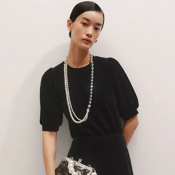 ME+EM Fluid Velour Palazzo - Black