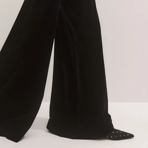 ME+EM Fluid Velour Palazzo - Black