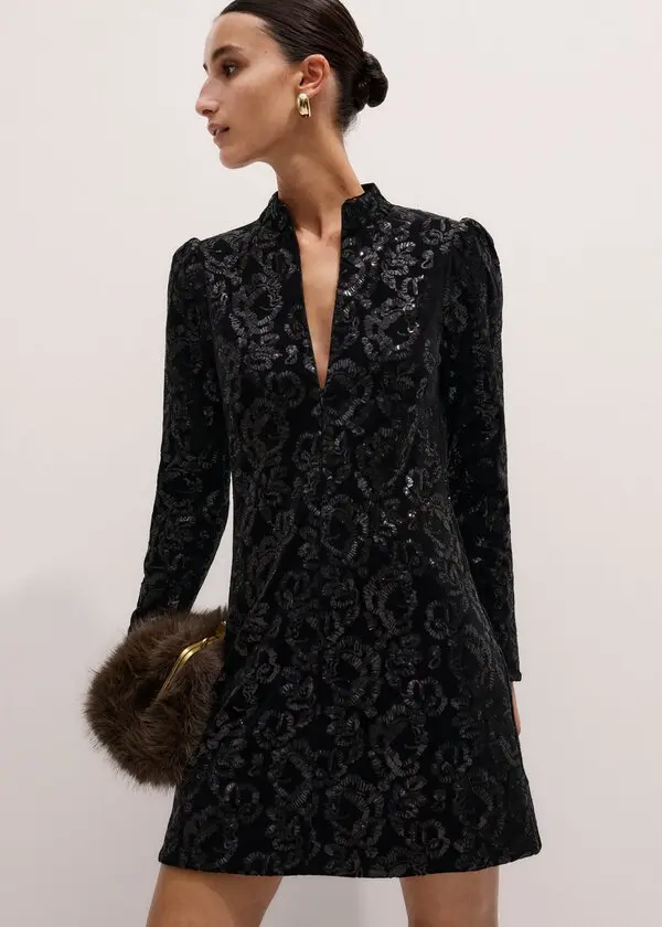 ME+EM Velour Sequin Mini Dress