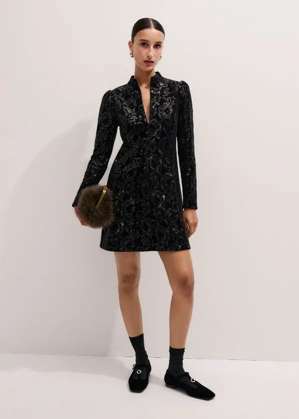 ME+EM Velour Sequin Mini Dress
