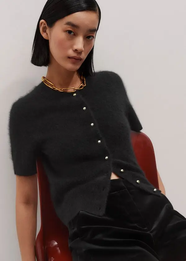 ME+EM Brushed Cashmere Knit Tee - Black