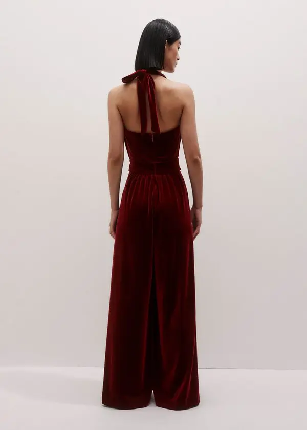peach chiffon halter dress Long Halter Wedding Guest Dress Charming A-Line Chiffon Bridesmaid Dress main image 1