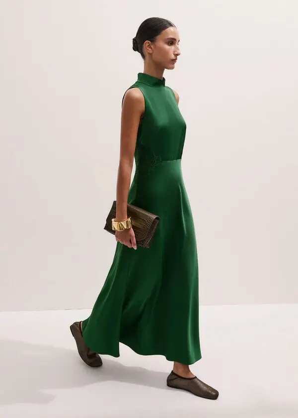 Me+Em Satin Back Crepe Lace Detail Maxi Dress In Eden Green - 30% Off |  Editorialist
