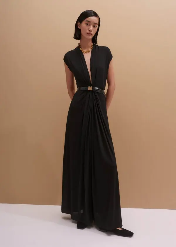twist front evening dress Teri Jon Metallic Twist Front Evening Gown 209097 main image 0