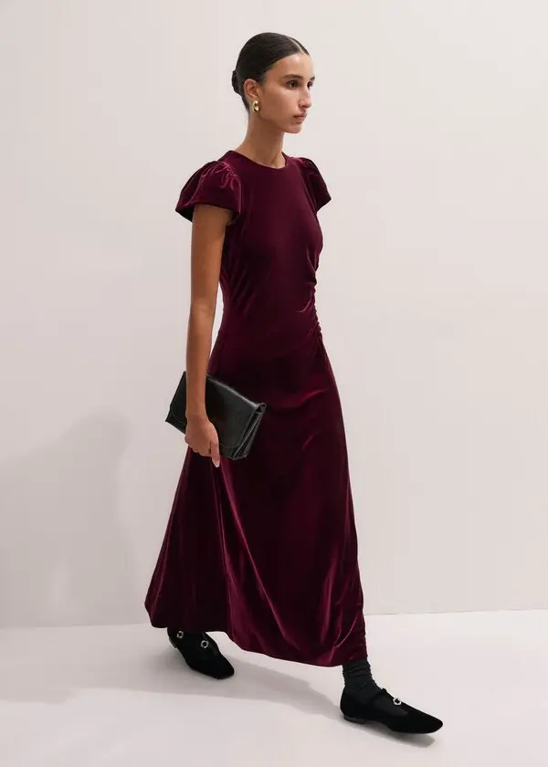 ME+EM Fluid Velour Draped Maxi Dress