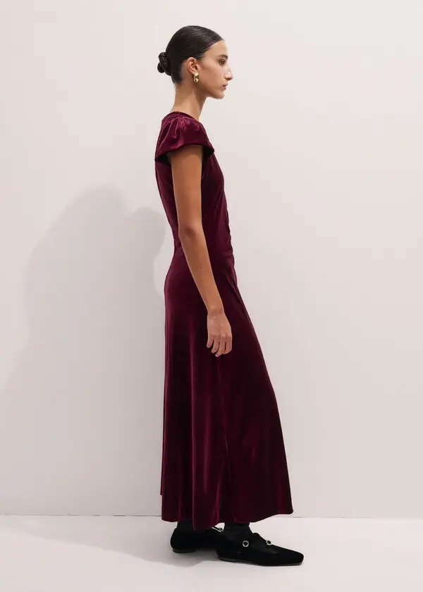ME+EM Fluid Velour Draped Maxi Dress