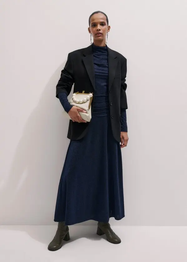 ME+EM Metallic Draped Maxi Dress
